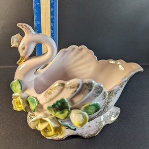 Vintage Lefton Pink Swan With Gold and Floral Embellishments - Etsy