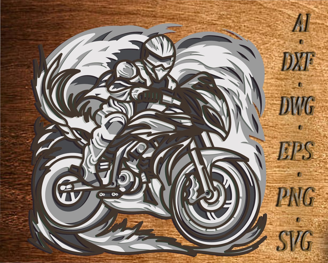 Motocross Motorcycle Laser Cut Multi-layered Bike Wall Panel 3d Laser ...