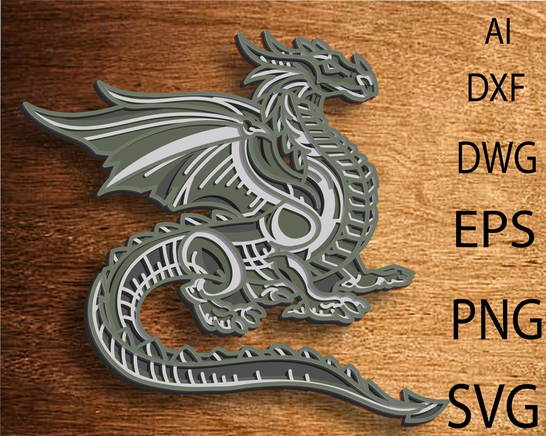 3D Green Dragon Mandala SVG File, 3D Layered Dragon, Zentangle ...