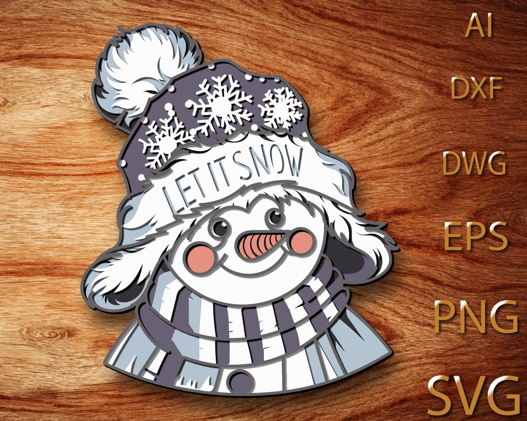 Christmas Snowman Multilayer SVG: Laser Cut ,paper Cut File for ...