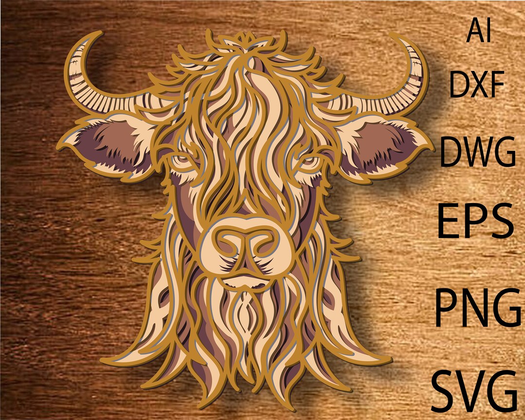 Highland Cow Multilayer SVG,3D Mandala,laser Cut,paper Cut File,diy ...
