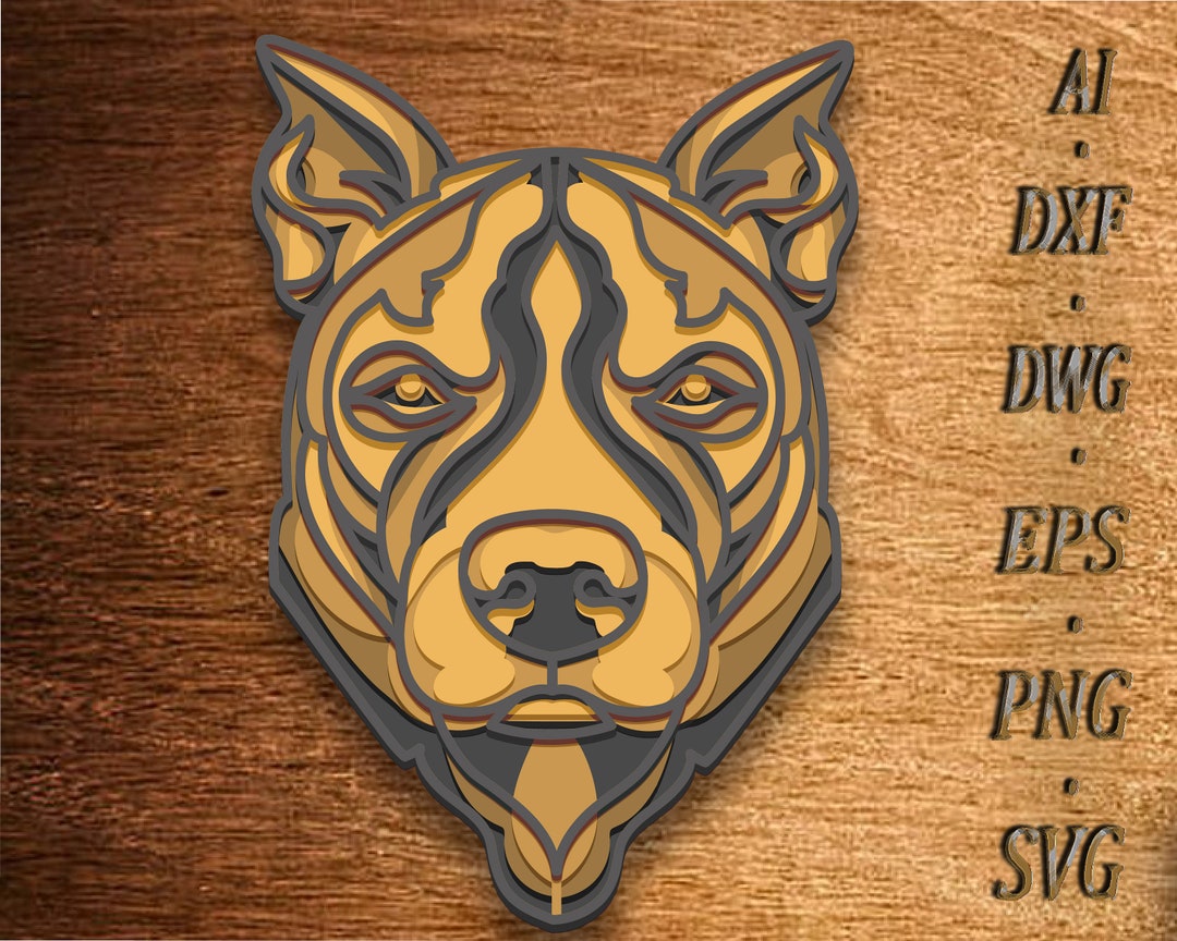 Pitbull Mandala SVG File, 3D Layered Pitbull, Multilayer File, Mandala ...