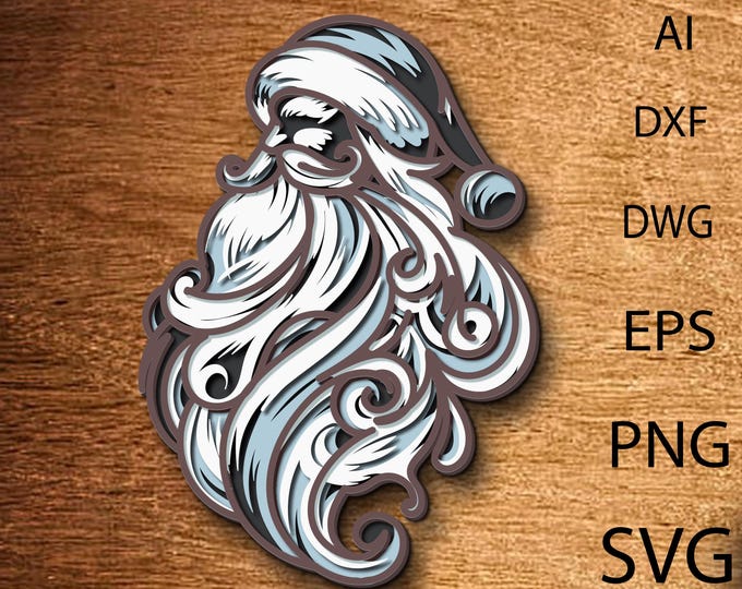 Santa Multilayer SVG. Laser Cut File. Layer Construction. Plywood ...