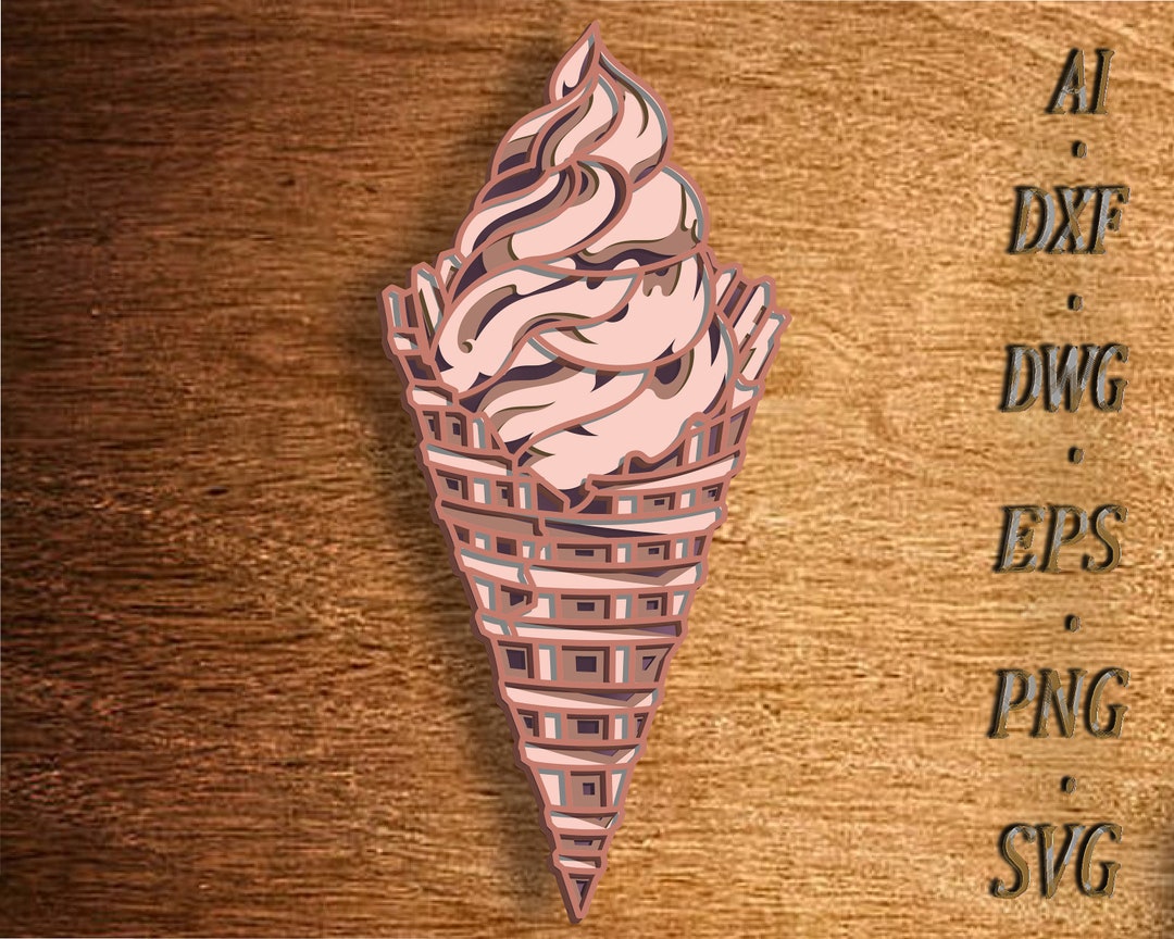 İce Cream Multilayer SVG, İce Cream Cut File, 3D Layer Plywood Cutting ...