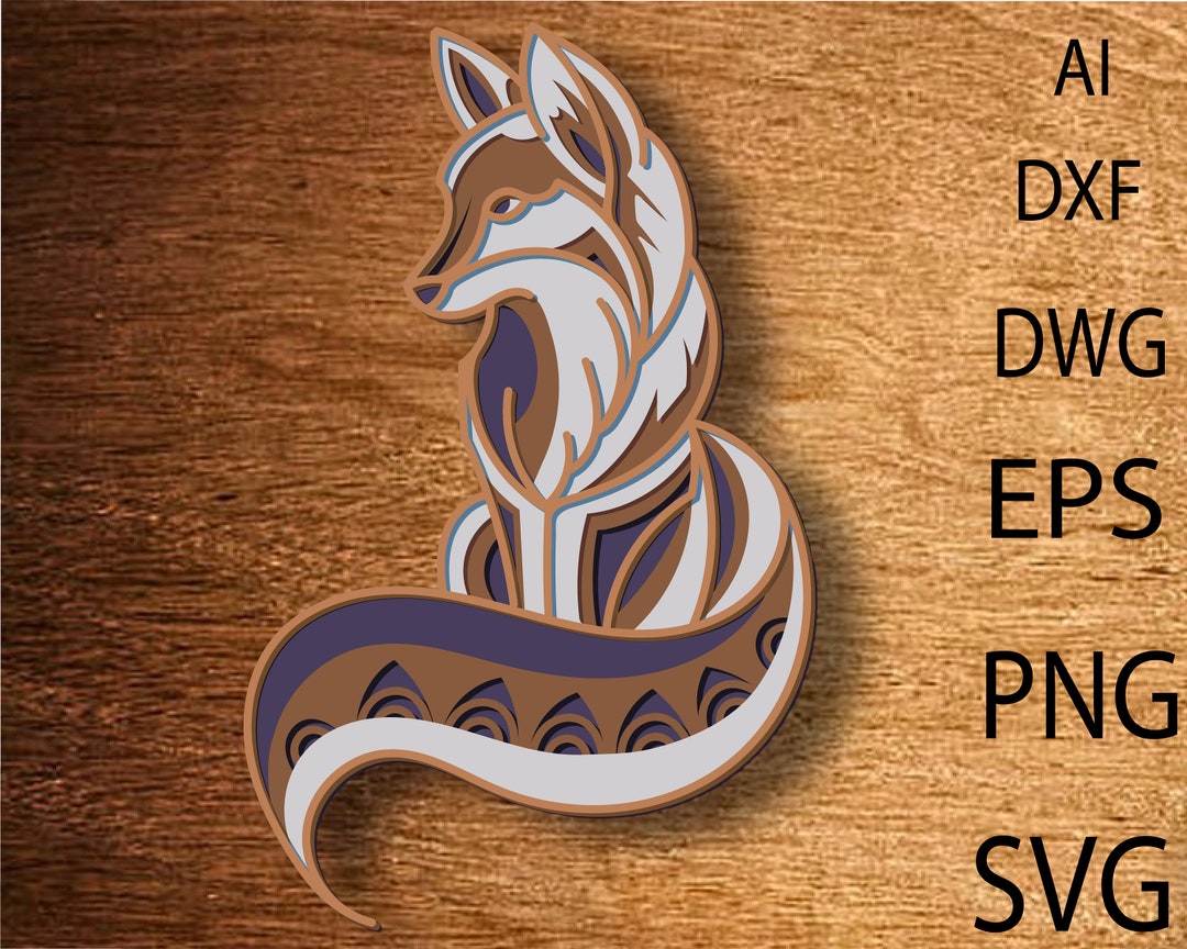3D Fox Mandala SVG File, 3D Layered Fox, Zentangle Multilayer, Mandala ...