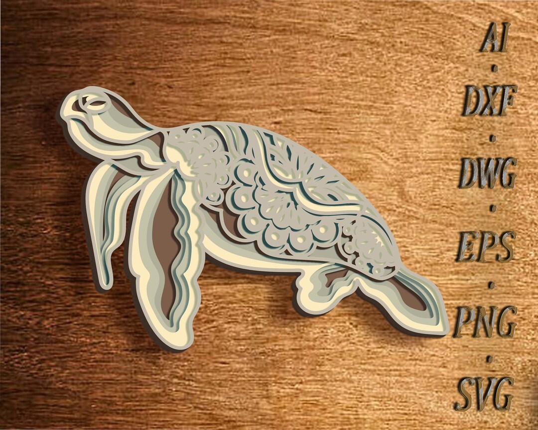 Turtle Multilayer Svg,turtle 3D Mandala,laser Cut File,instant Download ...