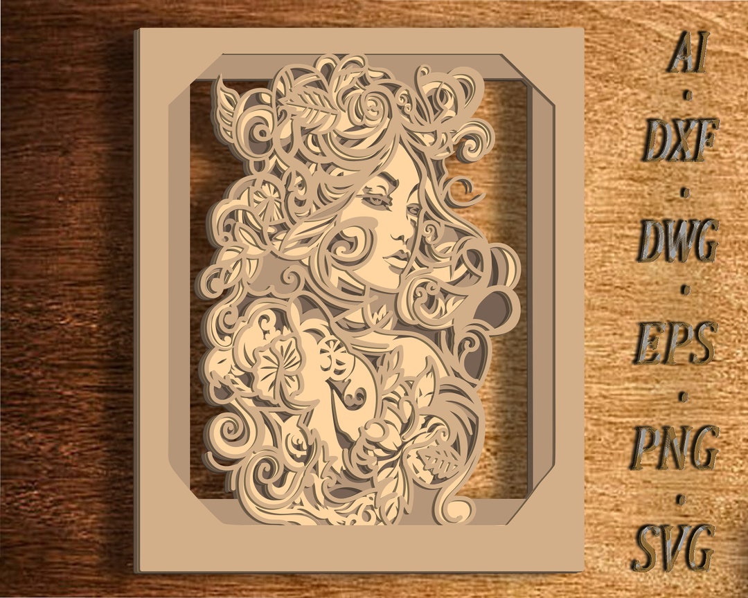 Spring Girl Zentangle Svg File, Multilayer Panel for Laser Cutting, SVG ...