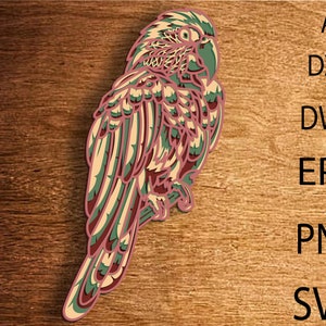 Parrot Multilayer SVG, Parrot 3D Mandala SVG Files, Multilayer Panel ...