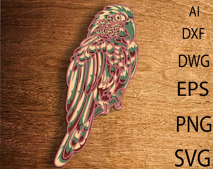 Multilayer Parrot Laser Cut File 3D Layered Parrot Paper Cut File SVG ...