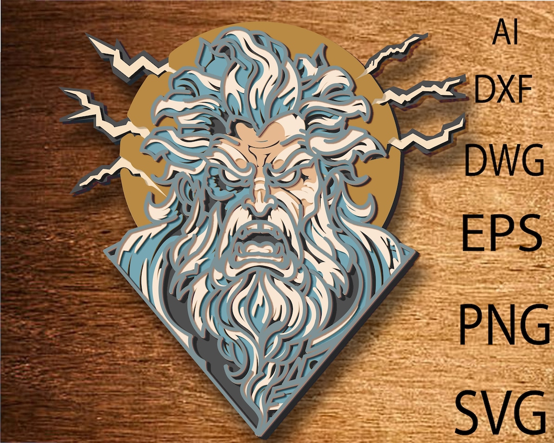 Zeus Multilayer SVG File,3d Layer Zeus SVG, Digital Download File ...