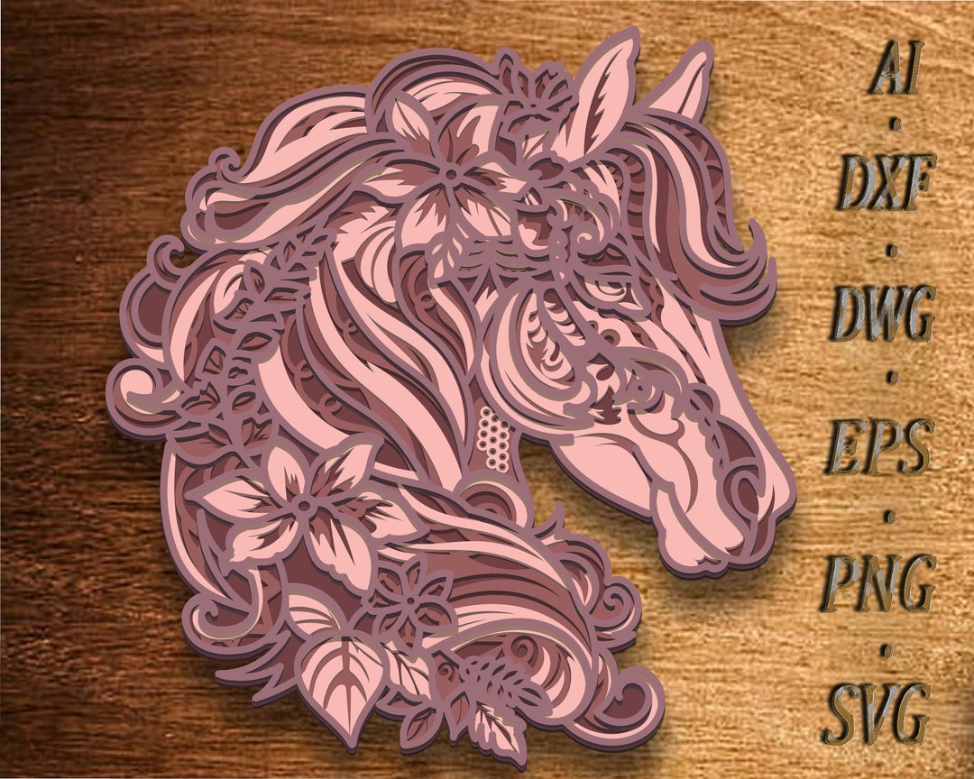 Caballo multicapa svg archivos cortados con láser de caballo - Etsy España
