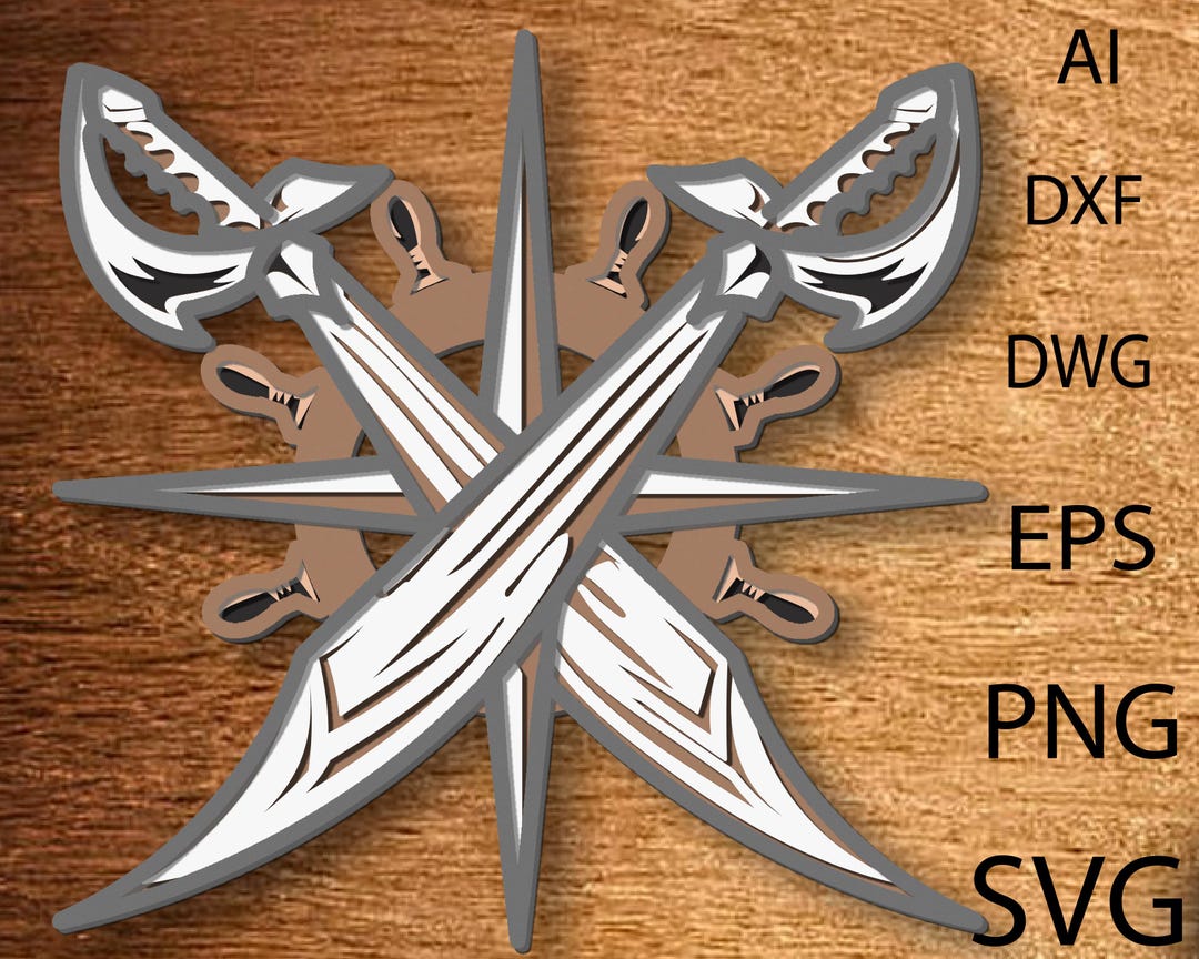 Pirate Multilayer Svg,laser Cut File,3d Layered DXF ,pirate Swords ...