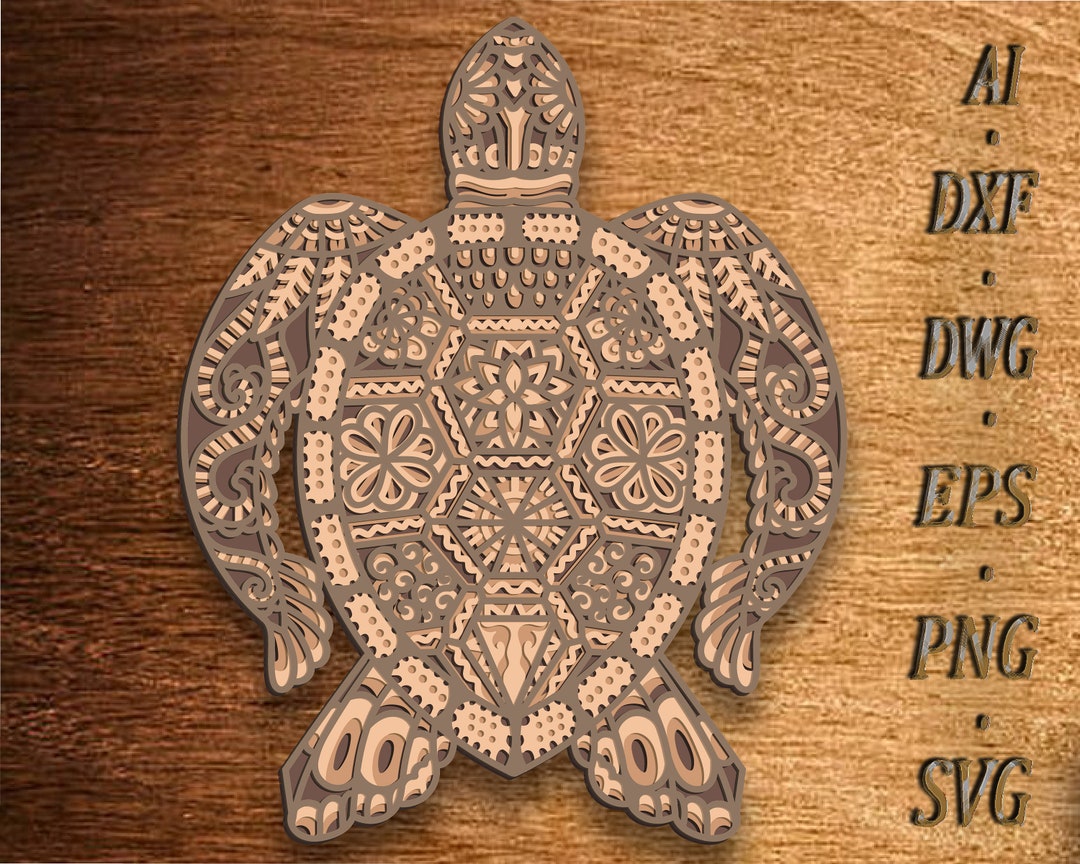 Sea Turtle Laser Cut File: Multilayer SVG Vector Design (digital ...