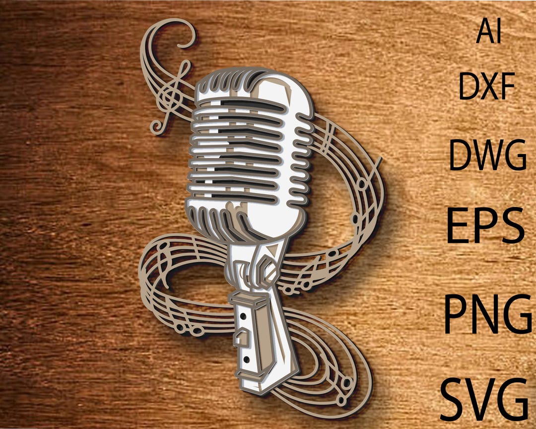Microphone Multilayer SVG,3D Mandala,laser Cut,paper Cut File,diy ...