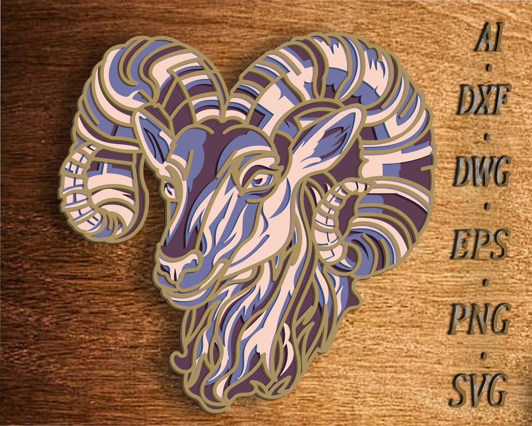 Ram Multilayer Svg ,laser Cut Files,laser Cut Svg,cnc Files,ram Wall ...