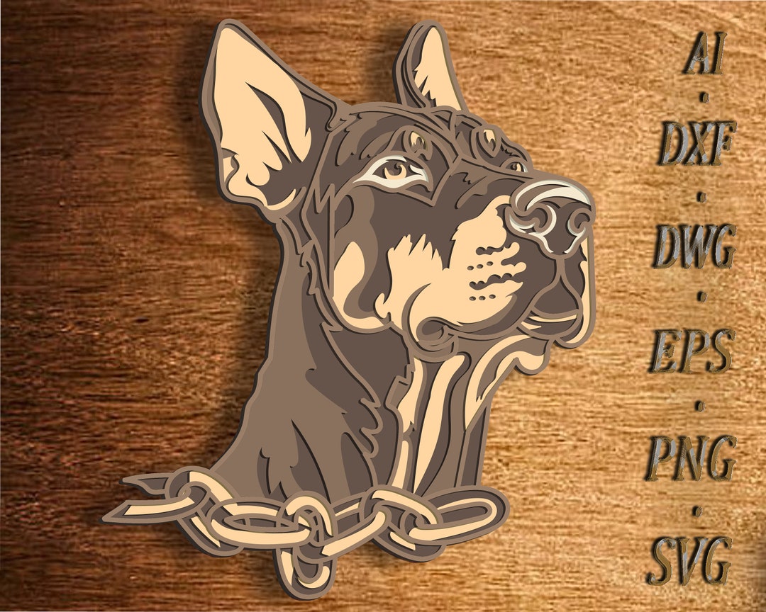 Doberman Dog Multilayer SVG. Digital File Doberman Dog Laser File. File ...