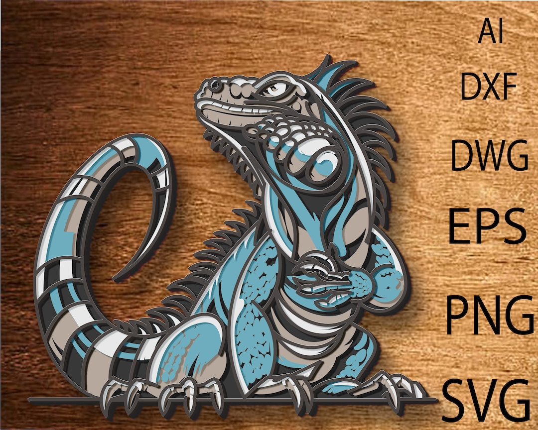 3D Iguana Mandala SVG File, 3D Layered Iguana, Zentangle Multilayer ...