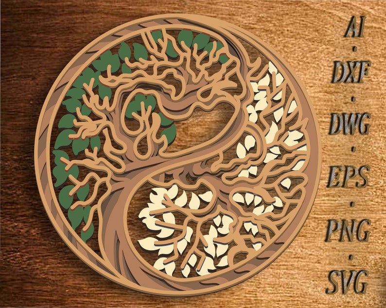 Yin Yang Tree Multilayer SVG,3D Mandala,laser Cut,paper Cut File ...