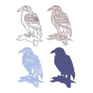 Raven Multilayer Svg,laser Cut File,3d Layered DXF Laser Cut,raven ...