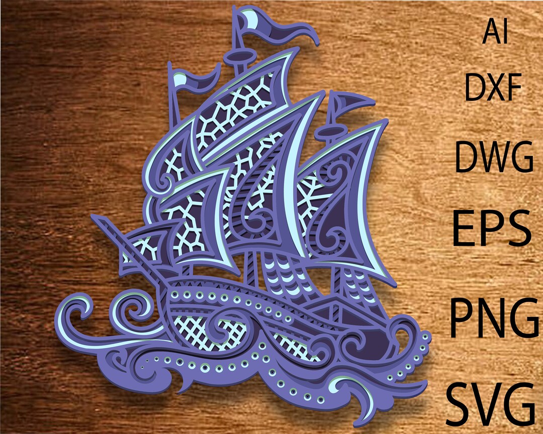 Pirate Ship Multilayer SVG: Laser Cut Mandala Panel (digital Download ...