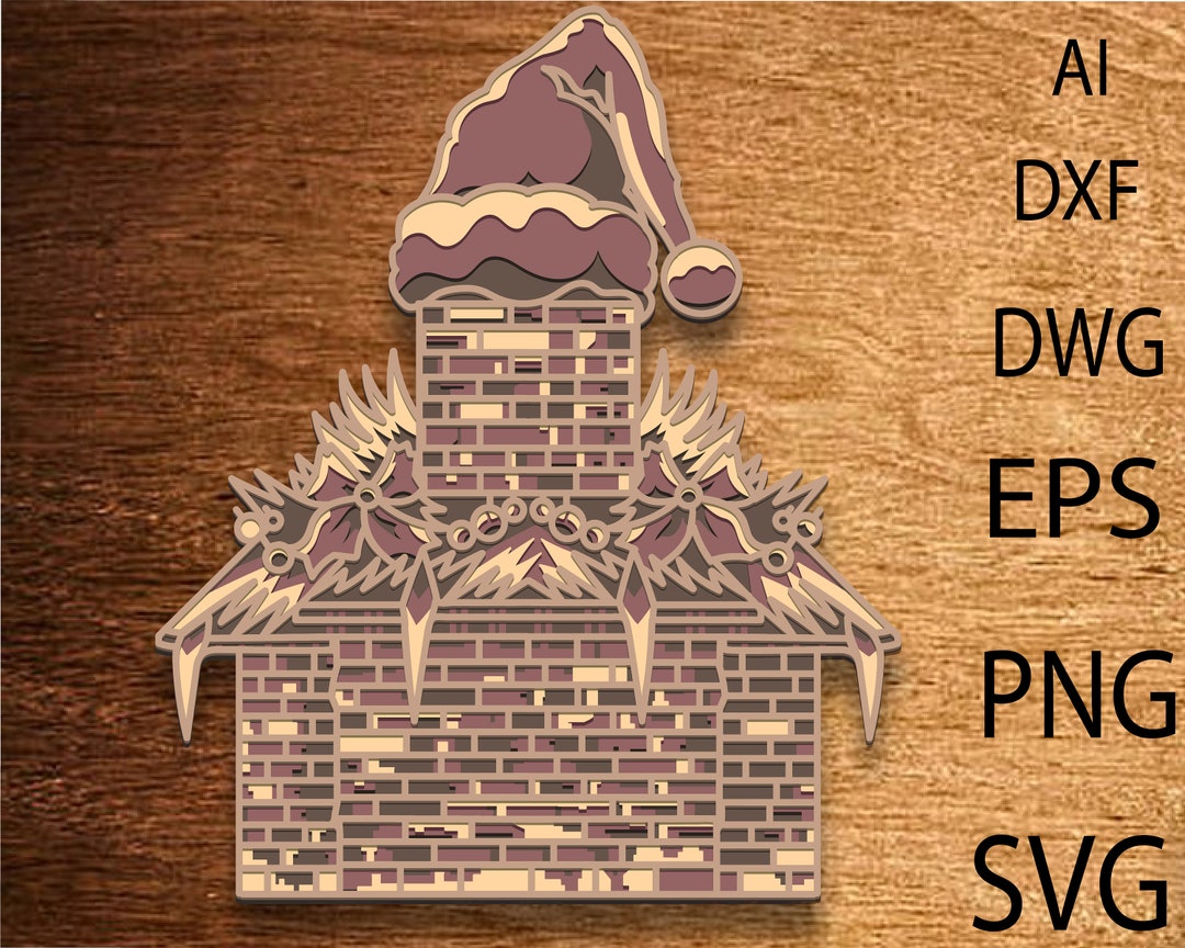 Santa in the Chimney Multilayer SVG Files for Cricut Projects - Etsy