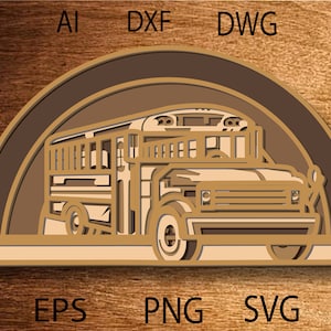School Bus Multilayer Svg,car 3d Mandala School Bus Laser Cut Files,car ...