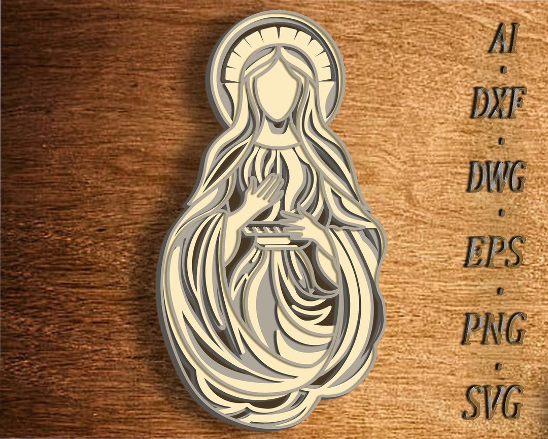 Virgin Mary Multilayer SVG,3D Mandala,laser Cut,paper Cut File,diy ...