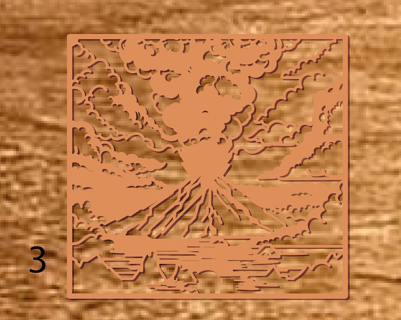3D Layered Volcano Mandala SVG: Laser Cut Files, CNC Router Template ...