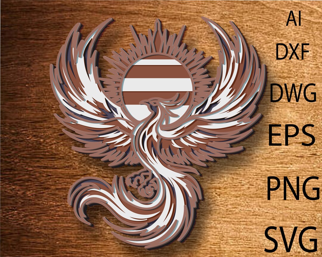 Multilayer Phoenix Laser Cut File 3D Layered Phoenix Paper Cut SVG ...