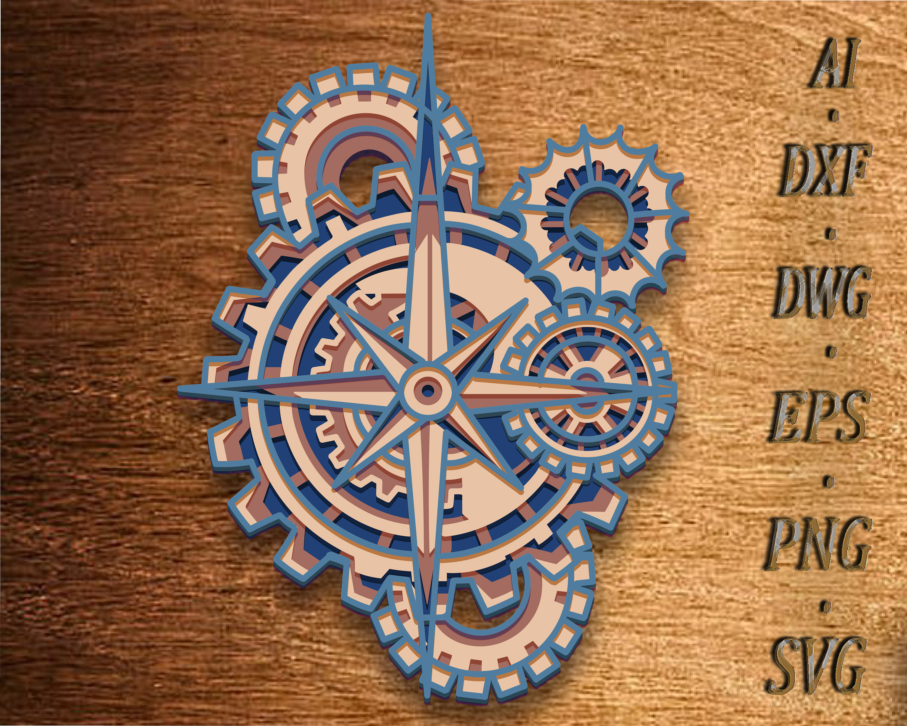 Compass Multilayer SVG ,compass Laser Cut File,compass Mandala ...