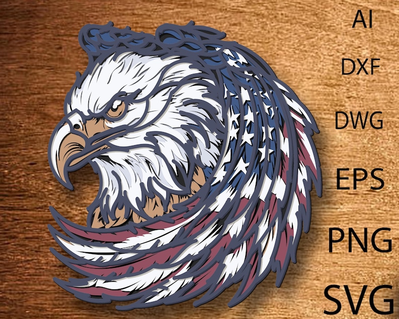 Patriotic Eagle Multilayer Svg,laser Cut,paper Cut File,diy Cutting ...