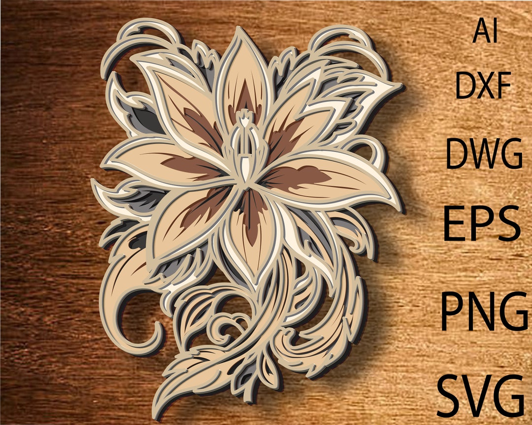 Lily 3d Mandala SVG Files, Flower Multilayer Papercraft Files for ...