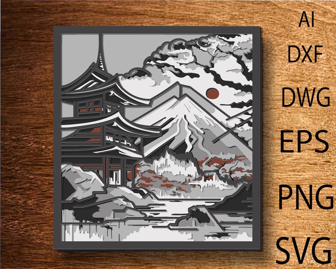 Japanese Landscape Multilayer SVG,3D Mandala,laser Cut,paper Cut File ...