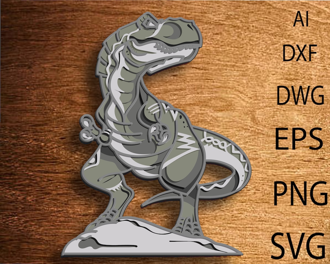 T-rex Multilayer Svg,t-rex Cut File,t-rex Laser Cut 3D Layer, Plywood ...