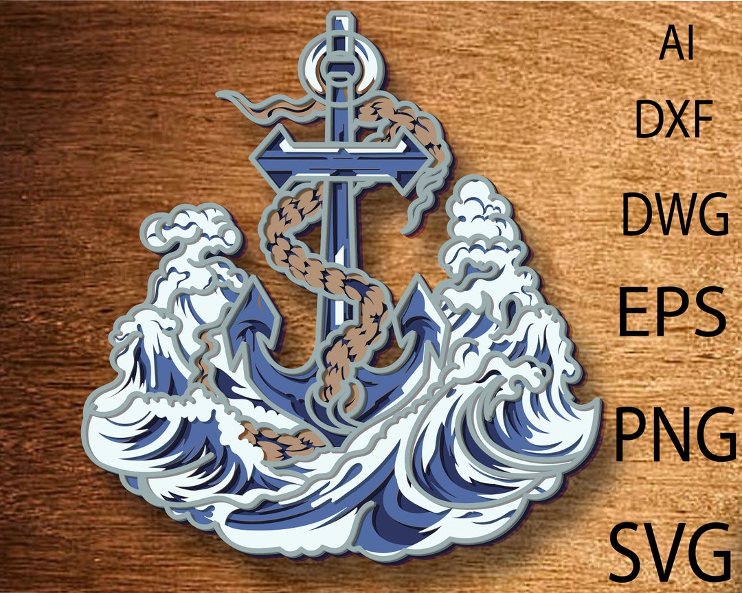 Anchor Multilayer Svg,laser Cut File,3d Layered DXF Laser Cut,anchor ...