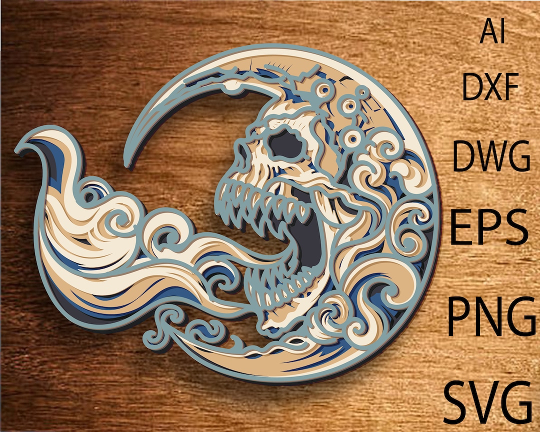 3D Moon Skull SVG, Layered Mandala Paper Cutting (digital Download) - Etsy