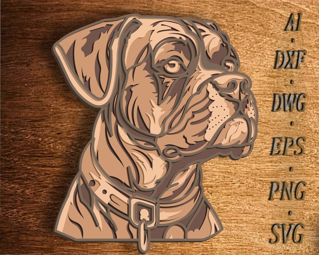 Boxer Dog Multilayer SVG. Digital File Boxer Dog Laser File. File for ...