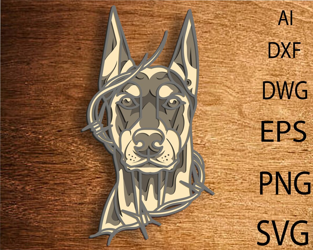 Doberman Dog Multilayer SVG. Digital File Doberman Dog Laser File. File ...
