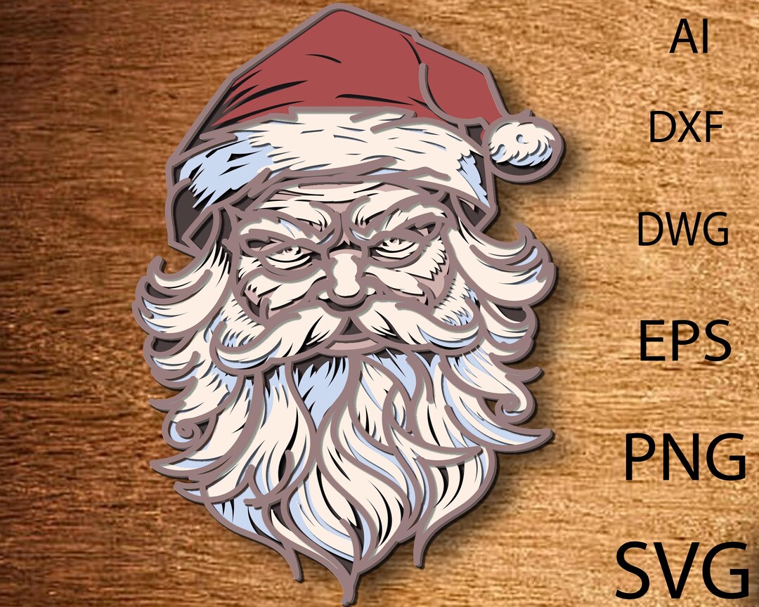 Santa Multilayer Svg,santa Laser Cut File,santa 3D Layer, Santa Plywood ...
