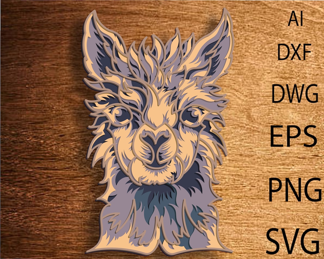 Cute Lama Multilayer Svg ,lama Laser Cut File 3D Lama Mandala Layered ...
