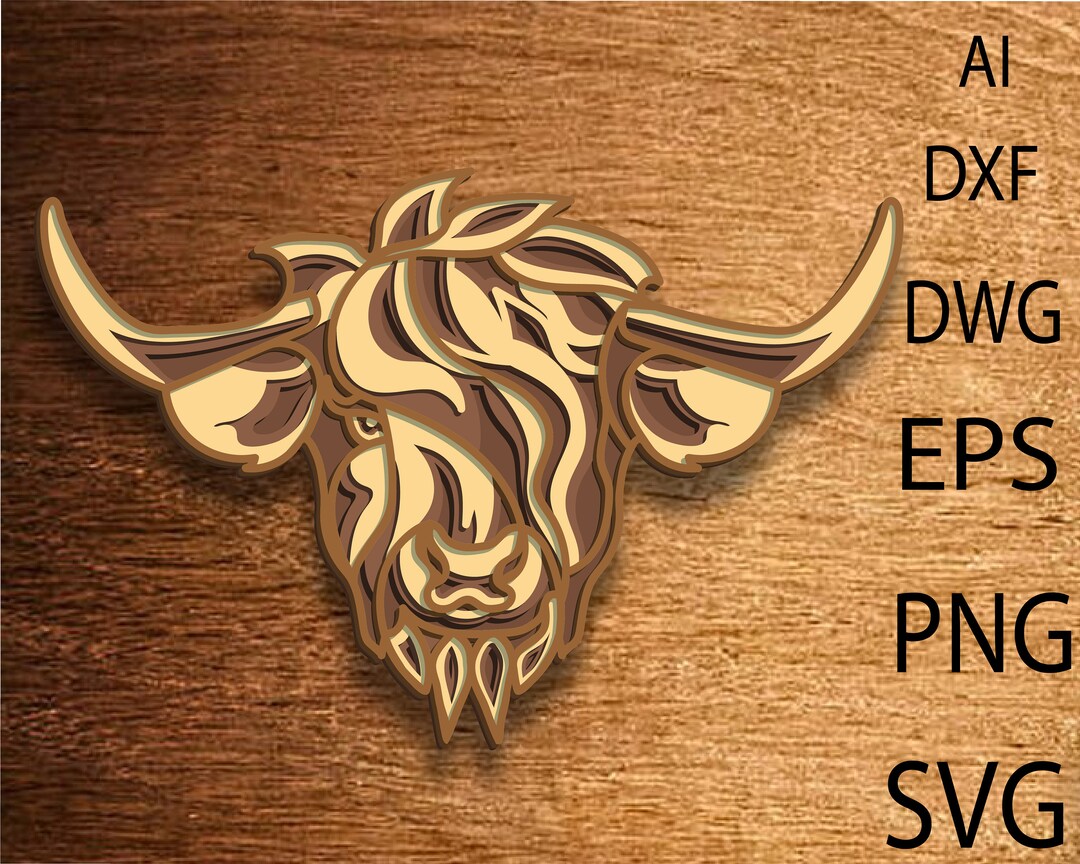 Highland Cow Multilayer Svg,laser Cut File 3D Layered Cow,layered Dxf ...