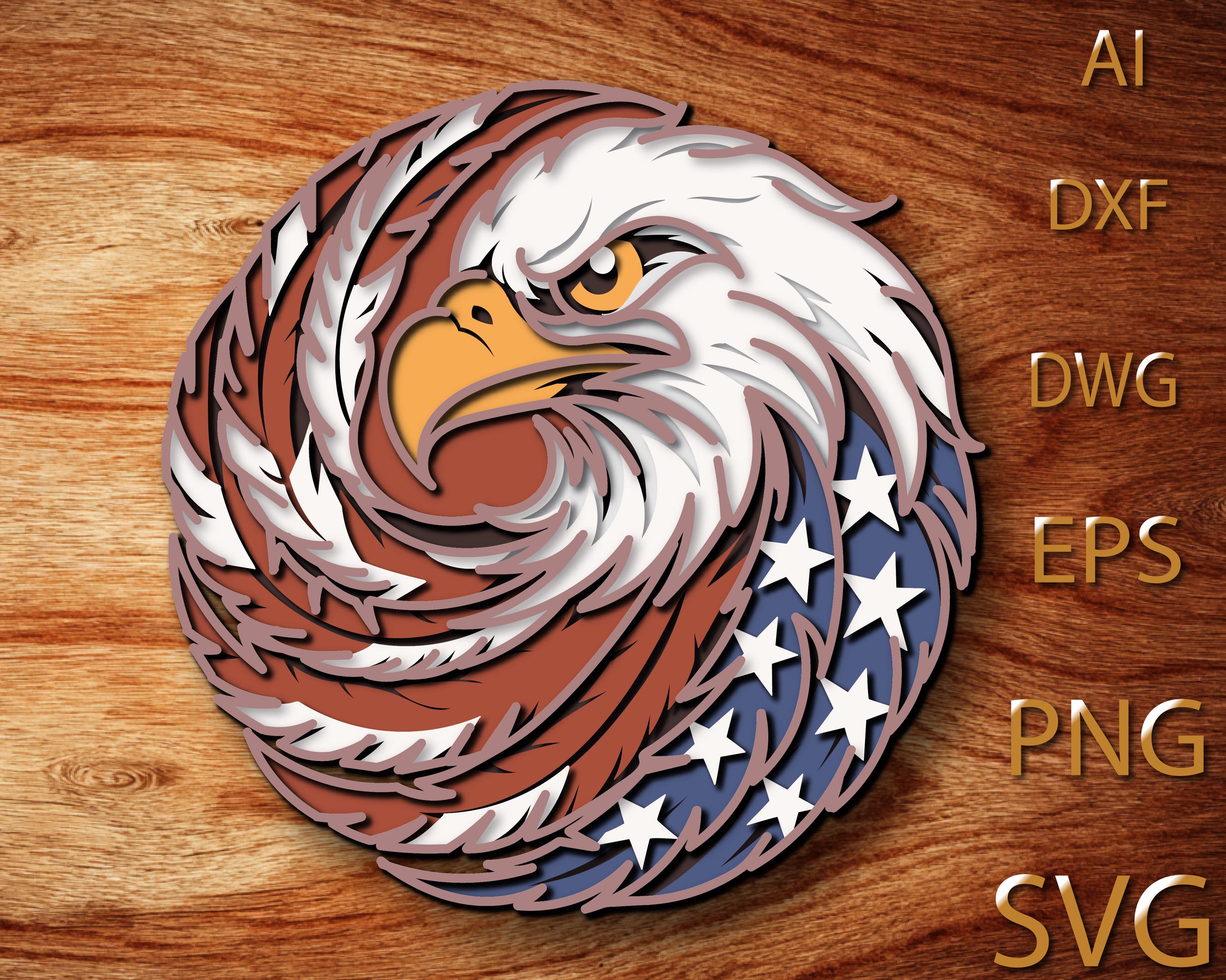 Patriotic Eagle Multilayer Svg,laser Cut,paper Cut File,diy Cutting ...