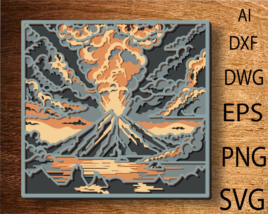 3D Layered Volcano Mandala SVG: Laser Cut Files, CNC Router Template ...