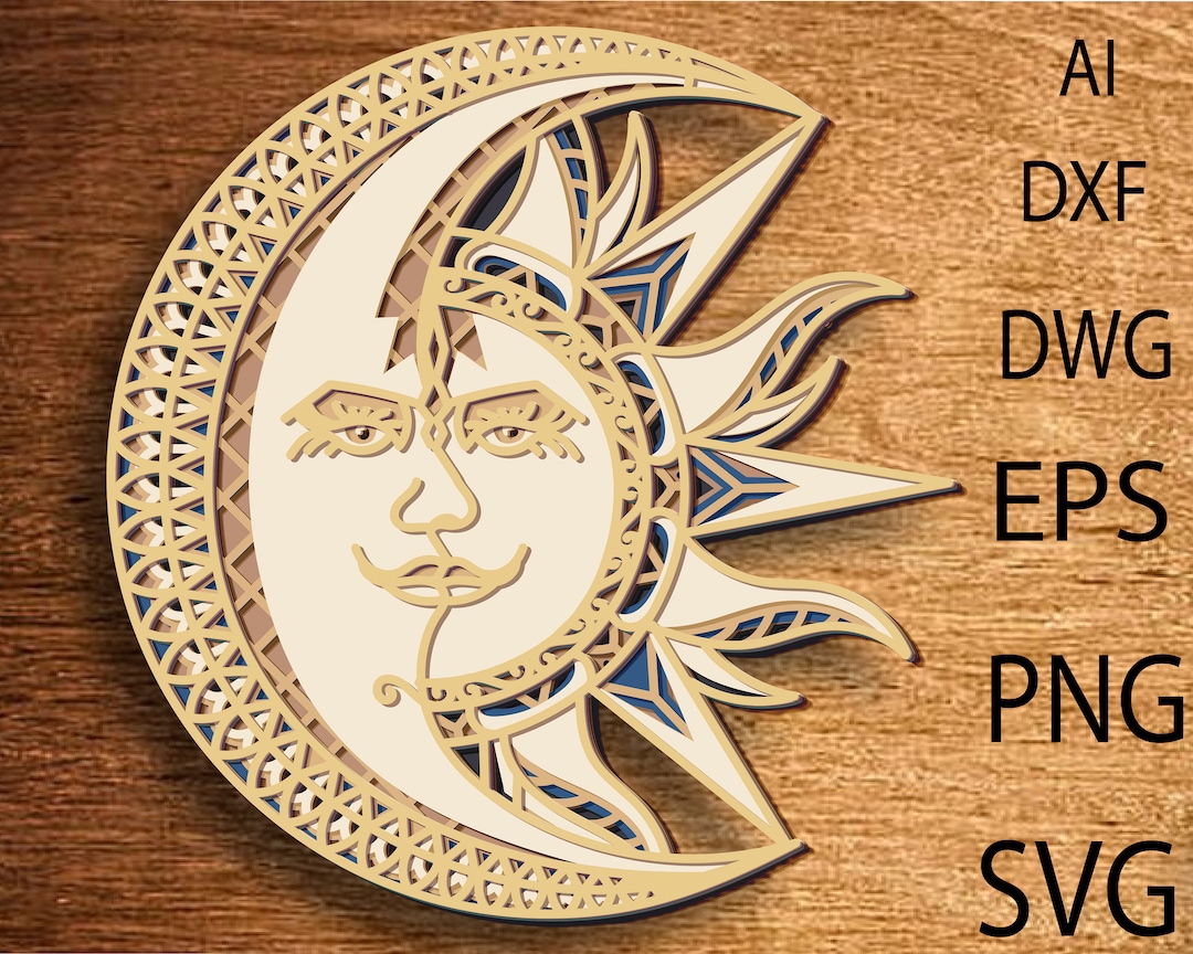 Sun and Moon Multilayer SVG ,3D Layered Svg, 3D Cut Files,paper Cut,sun ...