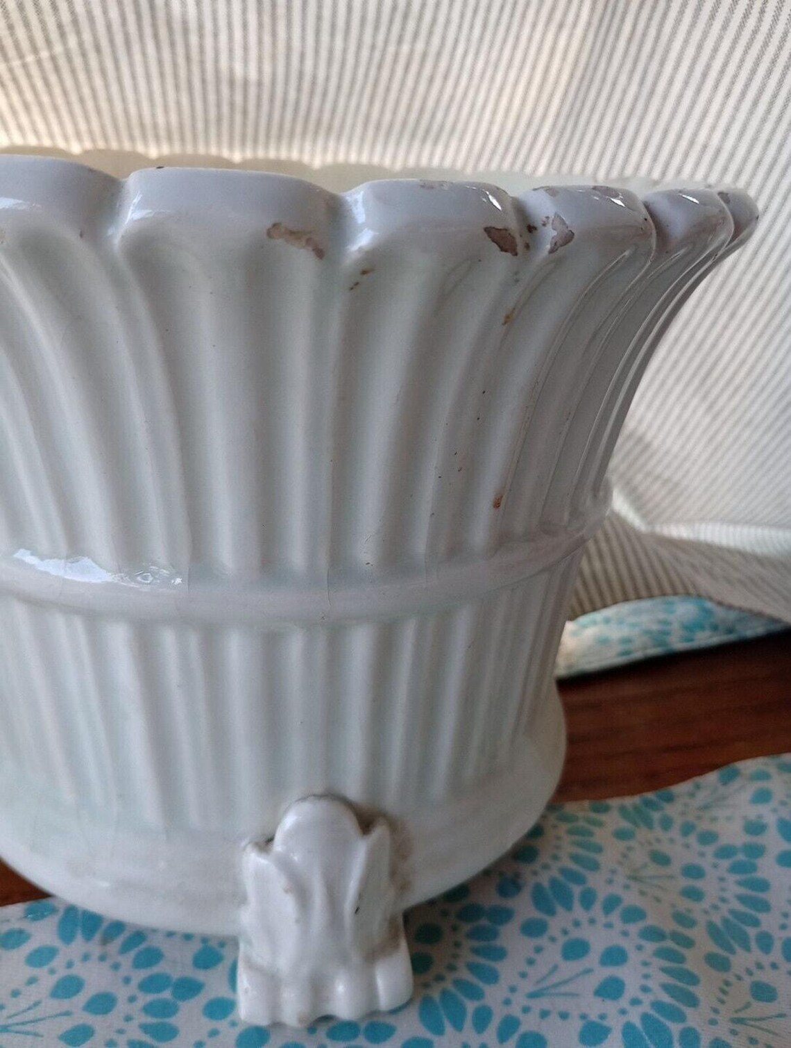 Ceramic Footed Planter - White Pottery Pot Made in Spain - Etsy