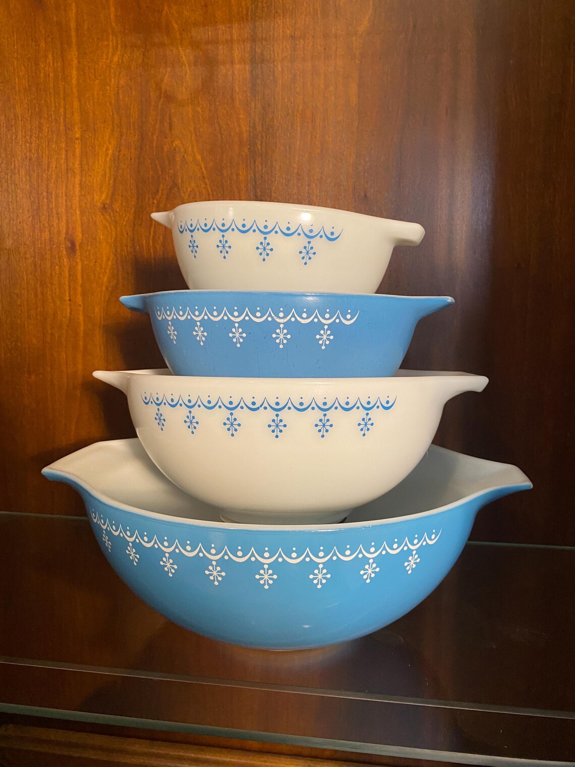 Pyrex Snowflake Garland Cinderella Mixing Bowl Full Set of 4 | Pyrex ...