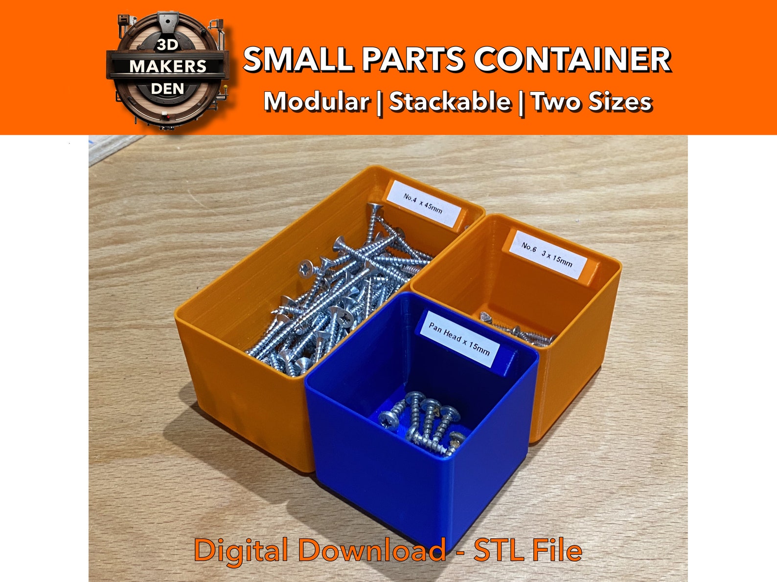 Small Parts Containers - STL Digital File for 3D Printing | Modular ...