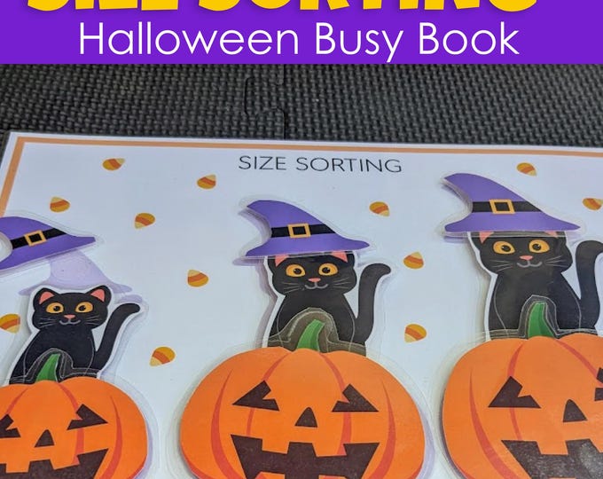 Halloween Size Sorting Game: Black Cat, Pumpkin, Witch Hat (PDF ...