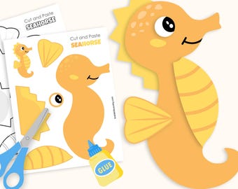 Seahorse Craft Template | Cut & Paste Activity (printable PDF) - Etsy