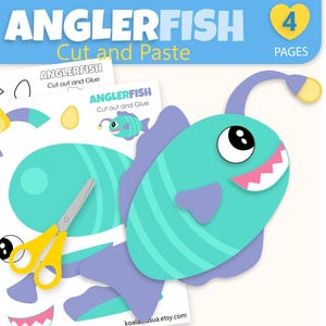 Anglerfish Cut Out and Glue | Paper Ocean Template Craft | Coloring ...